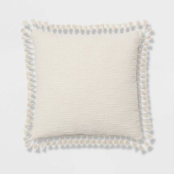 Threshold | Bedding | Threshold Euro Textured Slub Tassel Pillow 24x24 ...